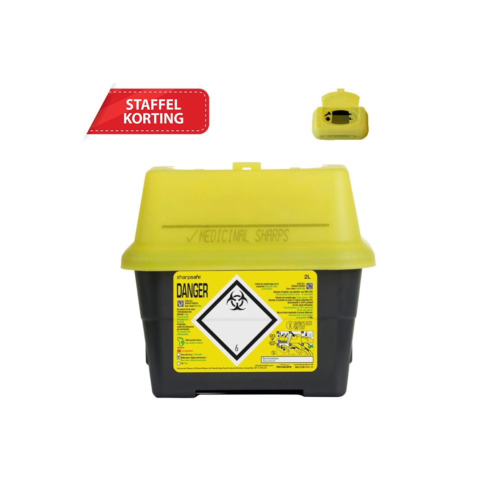 Sharpsafe container 2 Liter - Injectiemateriaal - HerliMedical.com