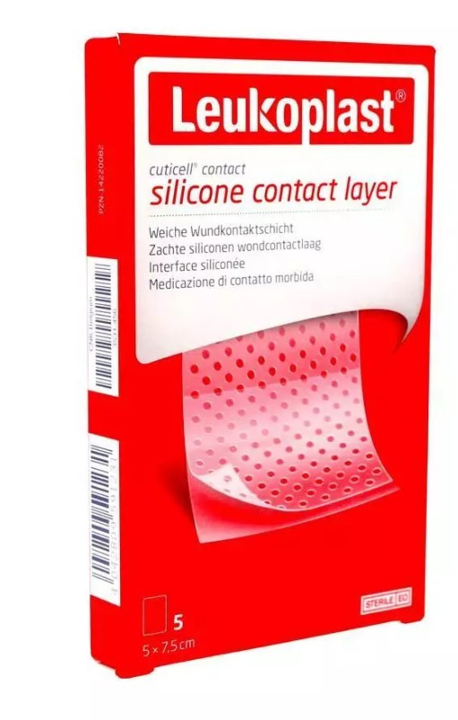 Cuticell Contact Silicone Wound Dressing Leukoplast 5x7.5cm ...